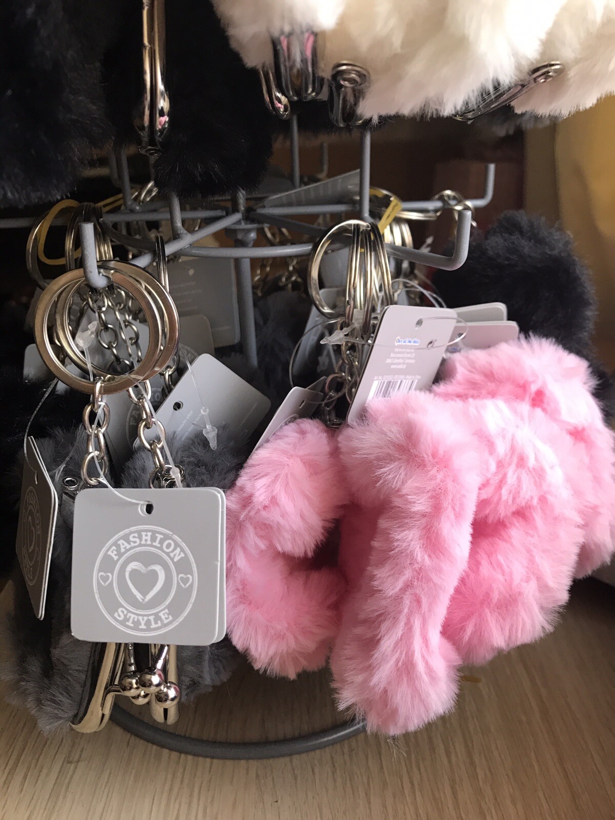 FURRY KEYCHAIN PURSE KEYRING COINS PINK GREY BLACK FLUFFY PLUSH NEW | eBay
