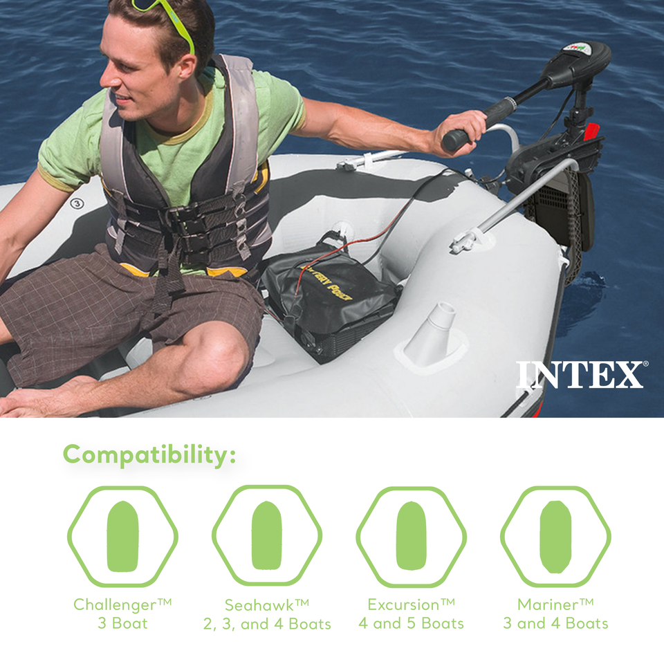 Intex Various Fit 12 Volt Transom Mount Boat Trolling Motor (Open Box ...