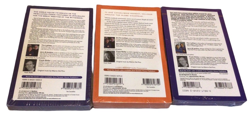 3 NEW SEALED AUDIO CASSETTE BOOKS LEFT BEHIND NICOLAE APOLLYON LAHAYE ...