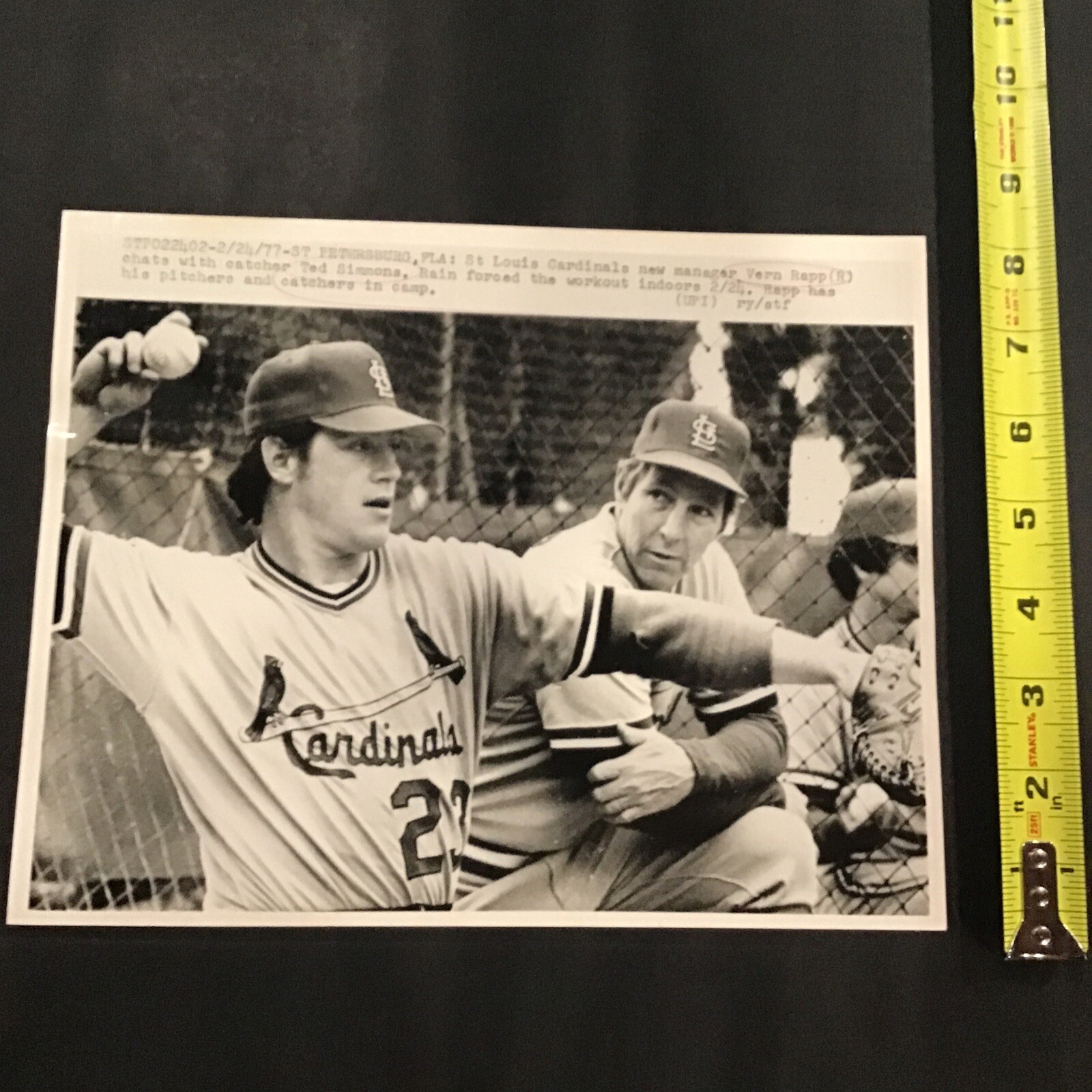 1977 St Louis Cardinals new Manager Vern Rapp w Ted Simmons Press Photo ...