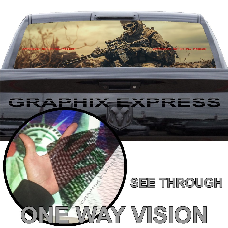 Truck Back Window Graphics Skeleton (P577) See Through Rear Decal Army ...