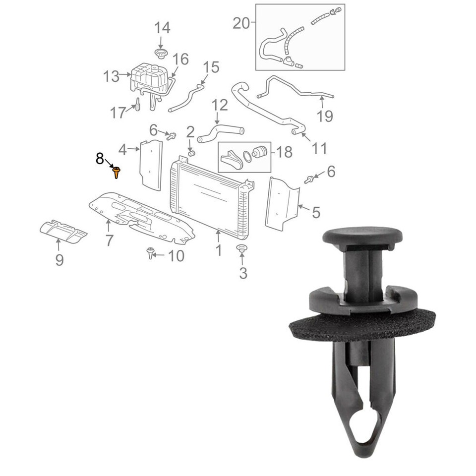 50x Nylon Clips Radiator Core Support Upper Panel Cover Retainer Car ...