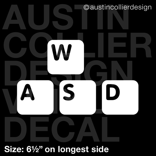 6.5" WASD vinyl decal car window laptop sticker - pc gamer fps mmorpg ...