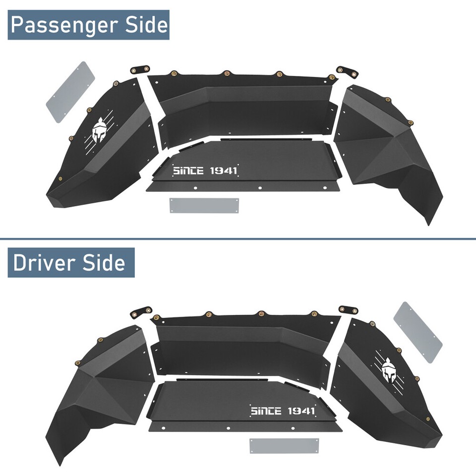 Hooke Road 2Pcs Aluminum Rear Inner Fender Mud Guard for 20-25 Jeep ...