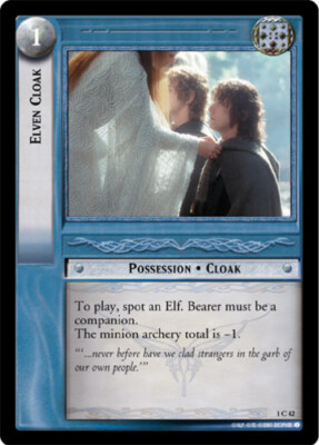 LOTR CCG 1x Elven Cloak - 1C42 - Foil Near Mint Fellowship of the Rings ...