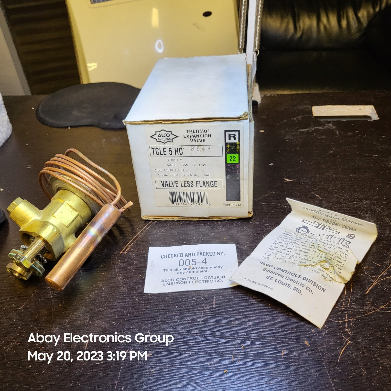 TCLE5HC ALCO THERMAL EXPANSION VALVE 5 TONS -20F-50F 5FT TUBE NEW NIB ...