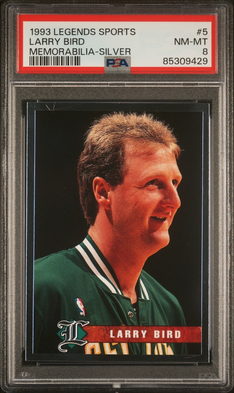 PSA 8 NM MINT 1993 LEGENDS SPORTS MEMORABILIA SILVER LARRY BIRD #5 ...