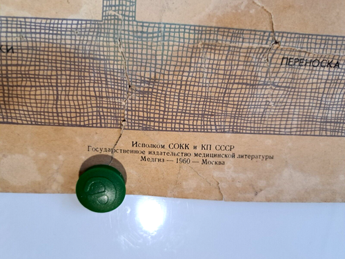 1960🔻Vintage soviet medical poster/Red Cross/ carrying the injured ...