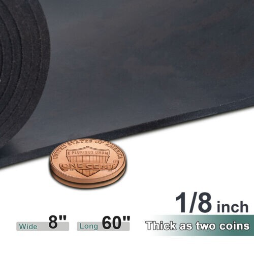 Neoprene Sheet Rubber Solid Strip 1/8" Thick x 8" W x 60" L 60 Duro Std ...