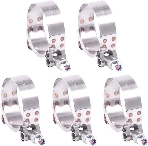 5Pcs Stainless Steel T-Bolt Clamps with Rounded Band Edges Heavy Duty ...