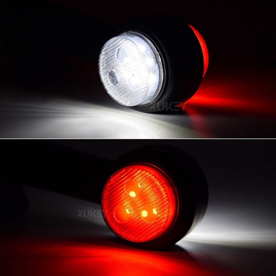 2Pcs 10-30V LED Side Marker Lights Elbow Rubber Outline Rear Trailer ...