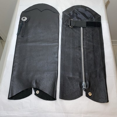 Leather Biker Half Chap Gators W/ Conchos Full Zip Black Fully Lined ...