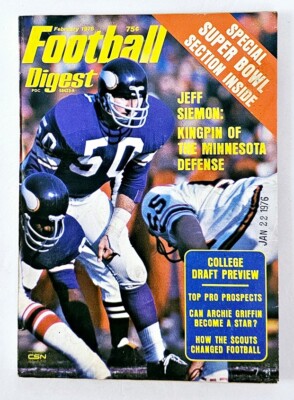 VTG Football Digest Magazine February 1976 Jeff Siemon of Minnesota No ...