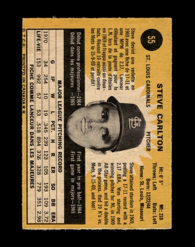 1971 O-Pee-Chee Set-Break # 55 Steve Carlton EX-EXMINT *GMCARDS* | eBay