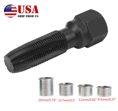 14mm Spark Plug Rethread Kit Tap Hole Thread Insert Reamer Repair ...