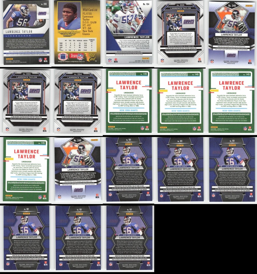 (90) Lawrence Taylor New York Giants Lot NFL Football Cards Collection ...