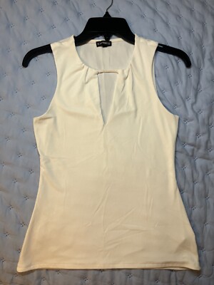 Express Keyhole Neck White Sleeveless Blouse | eBay