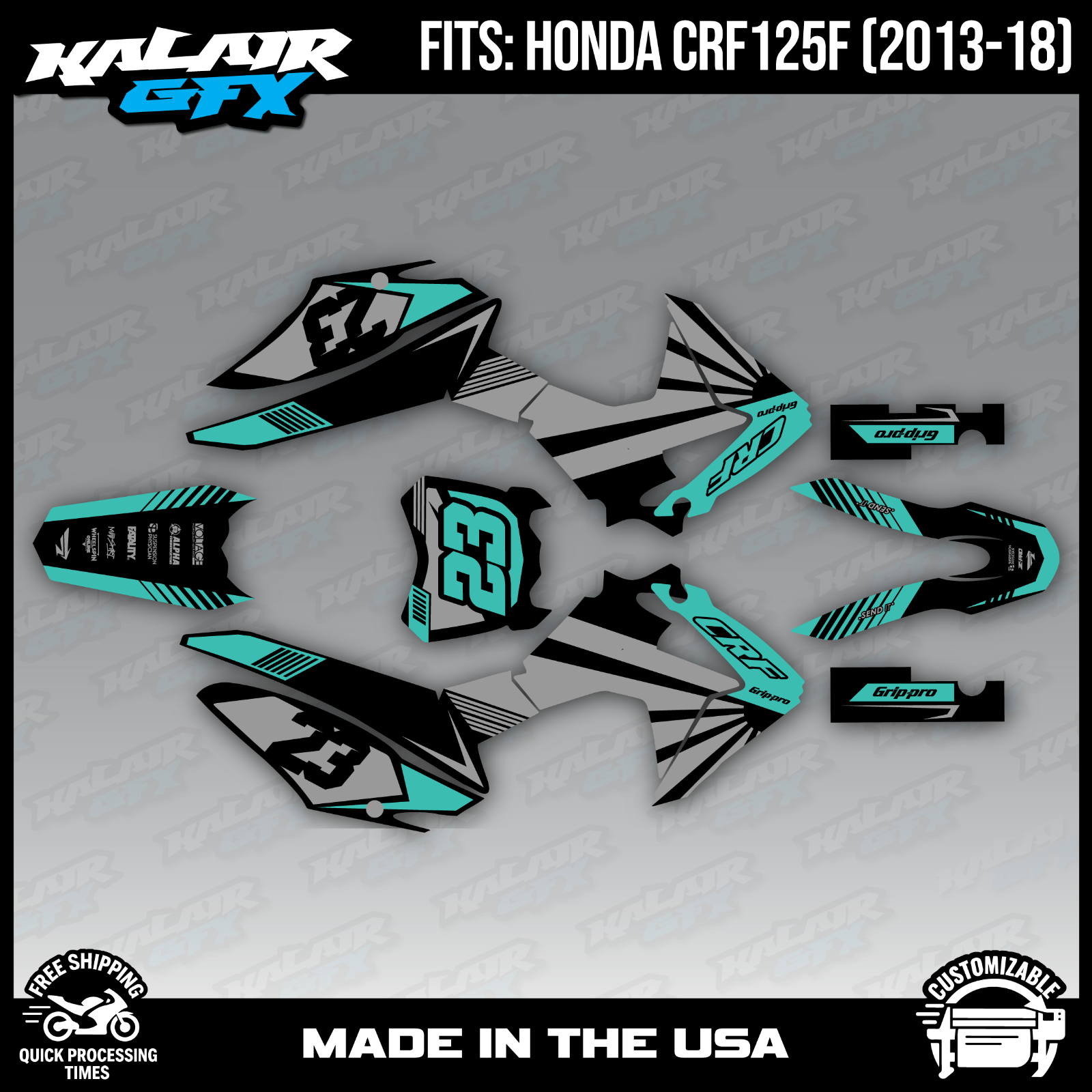 Graphics Kit for Honda CRF125F (2013-2018) CRF 125F FH Series - Teal | eBay