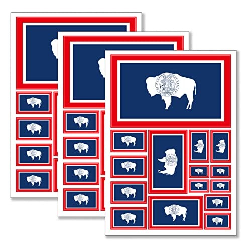Wyoming Flag Sticker Decal in Multiple Sizes, 3 Pack, 11.7 x 8.3 Inches ...