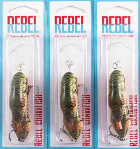 *LOT OF 3* REBEL BIG CRAW CRANKBAIT 7/16OZ D7460 STREAM CRAWFISH I3458 ...