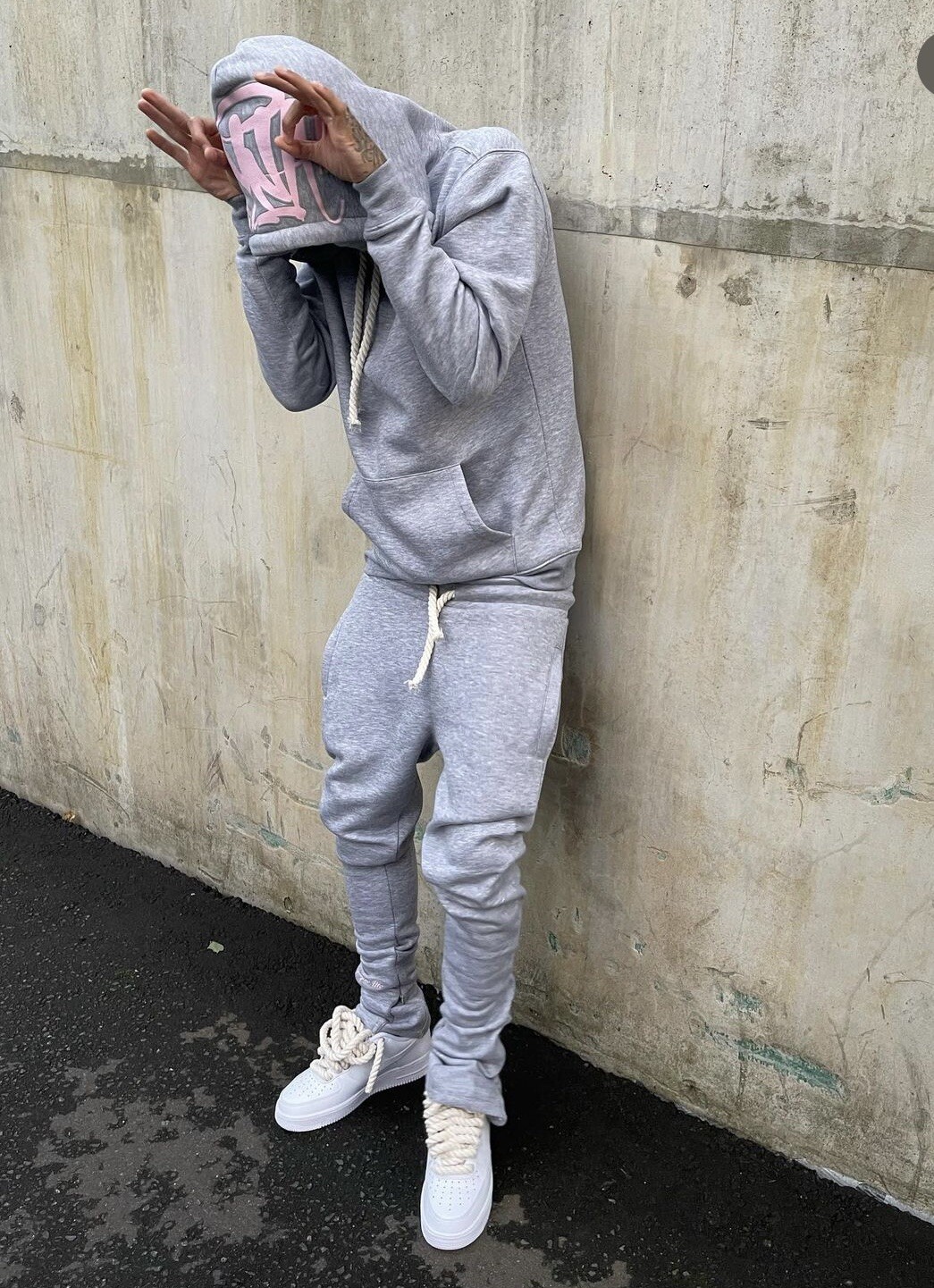 CENTRAL CEE / SYNAWORLD LOGO TRACKSUIT TRACKSUIT- Grey/Pink - Medium ...