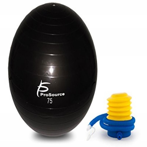 ProSource Stability Exercise Ball With Foot Pump Black 75cm - 2000lbs ...