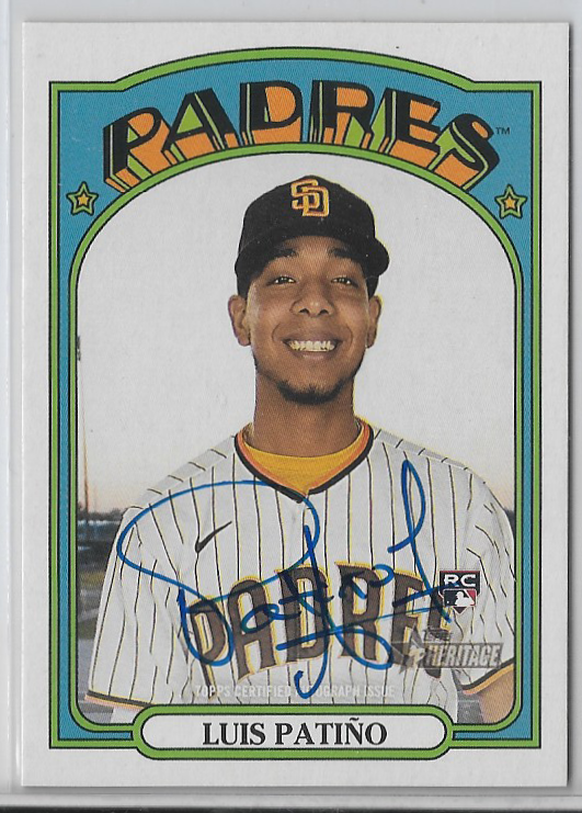 2021 Topps Heritage Real One Auto #ROA-LP Luis Patino RC-MINT-FREE USA ...