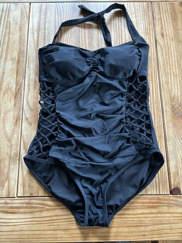 Swimsuits For All x Ashley Graham Black Boss One Piece Swim Suit Sz 12 ...