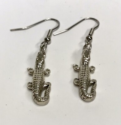 Vintage Sterling Silver Alligator / Crocodile Drop Dangle Earrings | eBay