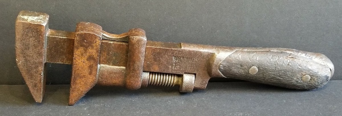 Vintage Russwin Monkey Wrench 1900s Antique Pipe Wrench Wood Vintage