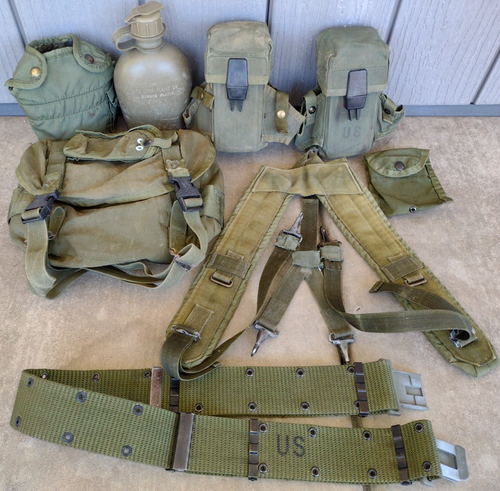 USGI ALICE WEB GEAR LBE w/ BUTTPACK MAG POUCHES PISTOL BELT SUSPENDERS ...