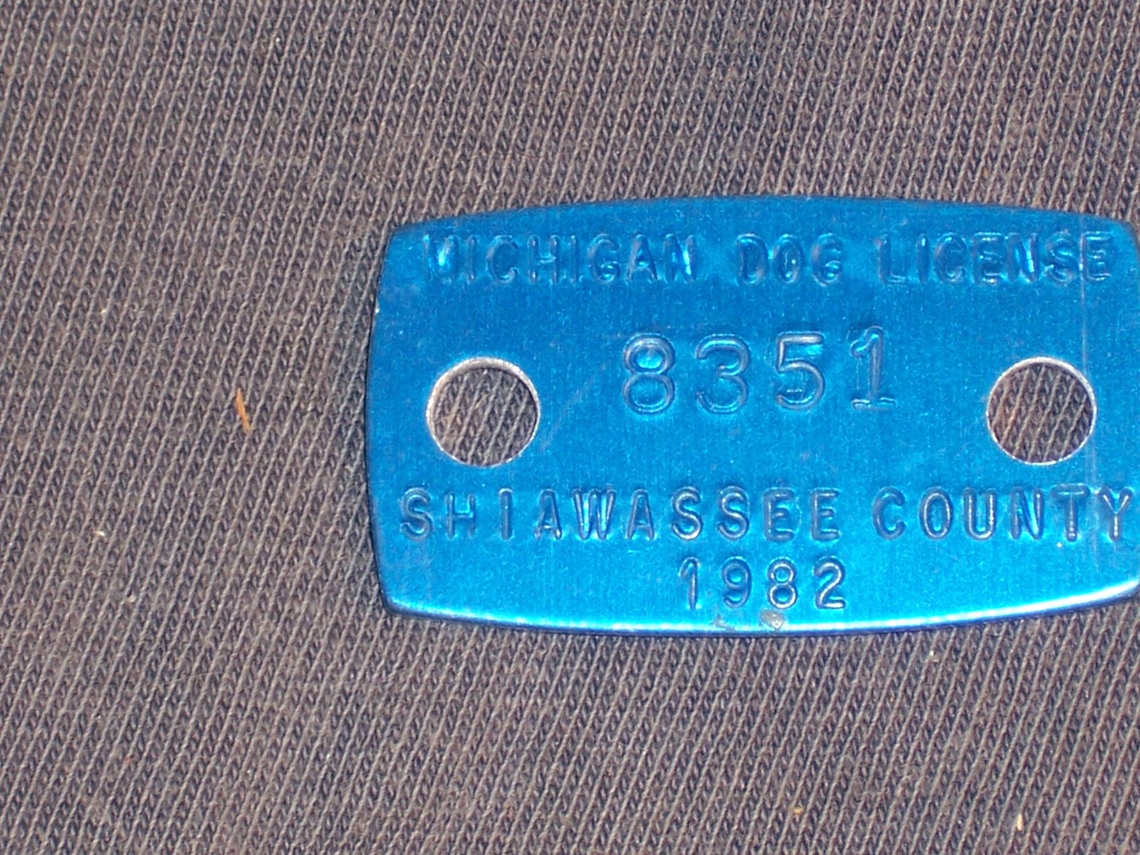 Vintage Michigan MI Dog License Tax Tag Shiawassee County 1982 # 8351 ...