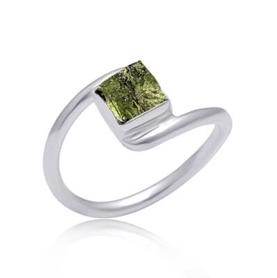 Authentic Natural Moldavite Gem Ring 925Sterling Silver Excellent Cut ...