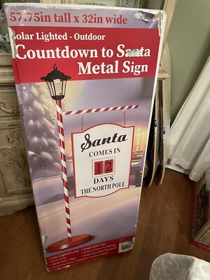 Lit Metal Santa Countdown Sign Decor Count Down to Santa | eBay