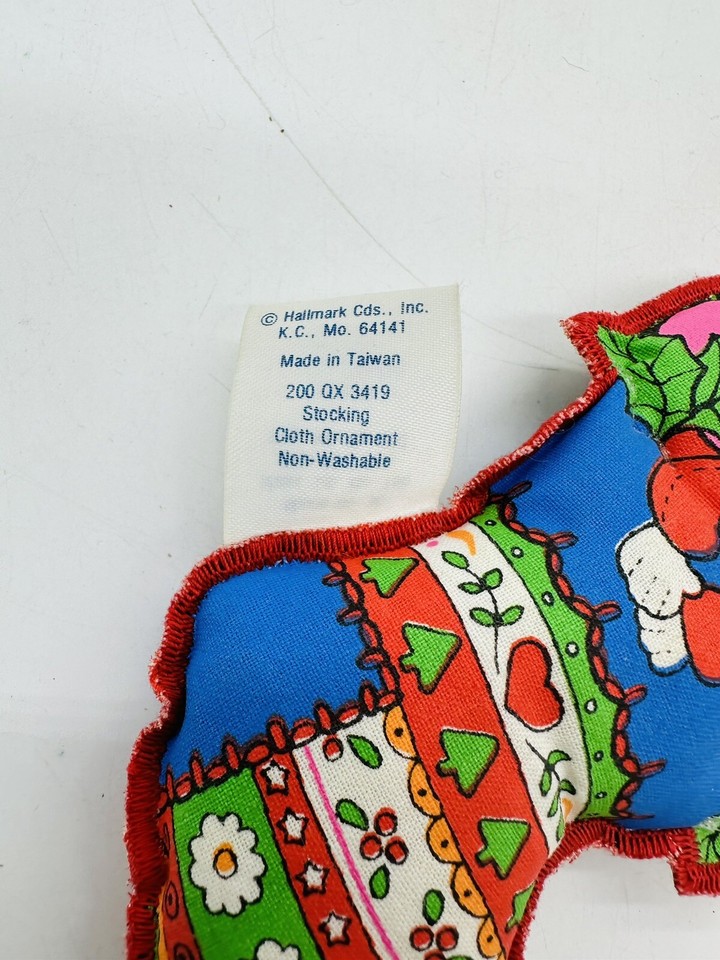 Vintage Hallmark Calico Fabric Stocking Cloth Christmas Ornament Plush ...