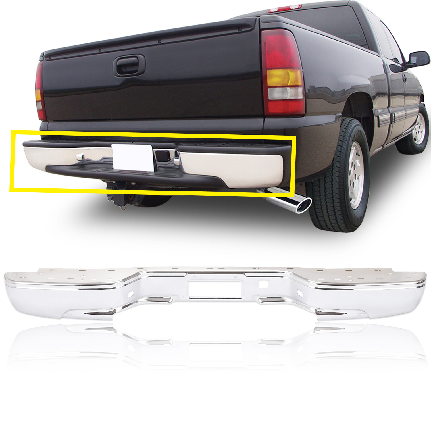 Rear Step Bumper For 99-07 Chevy Silverado GMC Sierra 1500 LS LT SS WT ...
