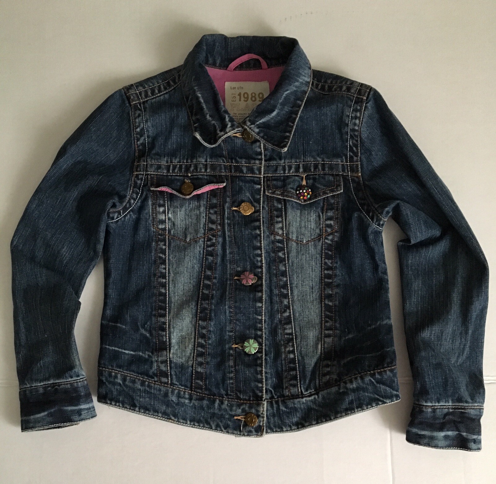 The Children’s Place Youth Girls Blue Jean Jacket Embellished Buttons M ...