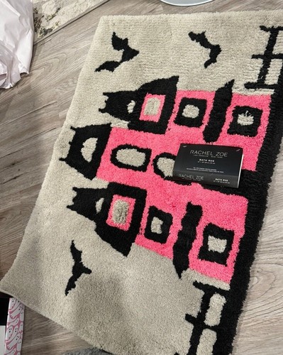 Rachel Zoe Halloween bath rug haunted house pink new | eBay