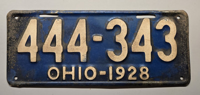 🐾 1928 OHIO "PASSENGER" LICENSE PLATE (444-343) | eBay