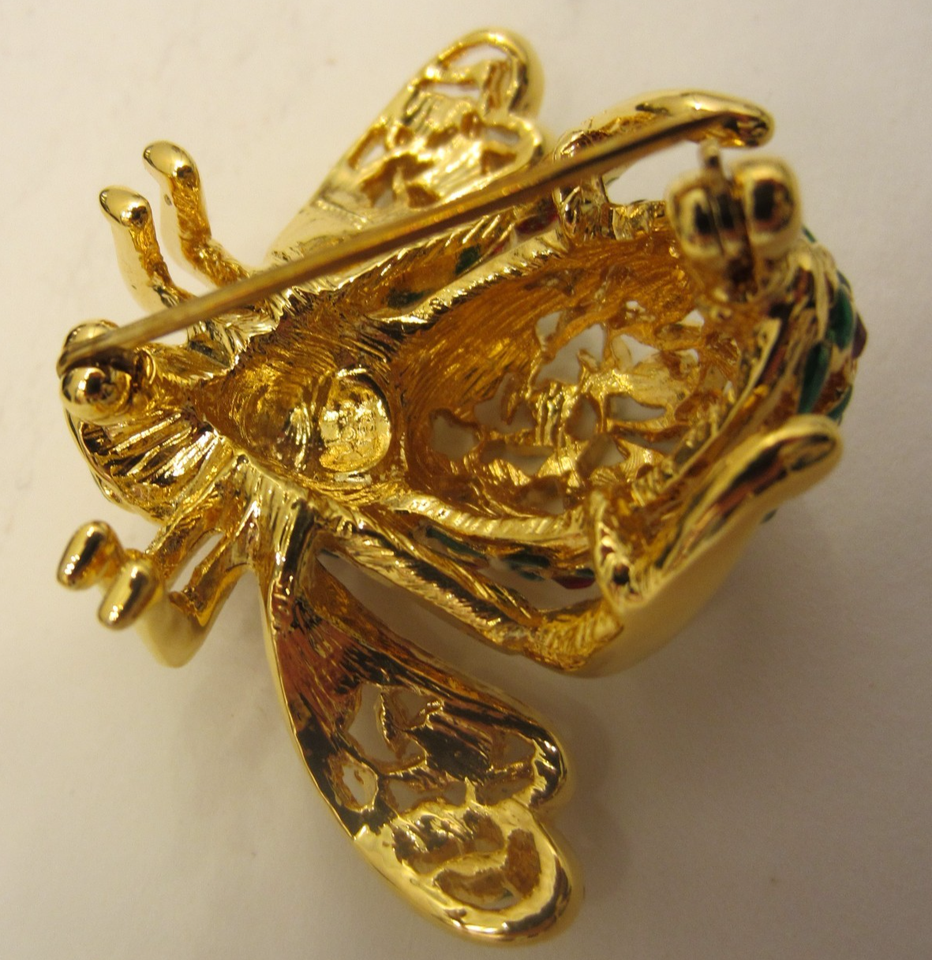 JOAN RIVERS Christmas Enamel HOLLY JOLLY BEE Brooch Pin NEW With Box | eBay