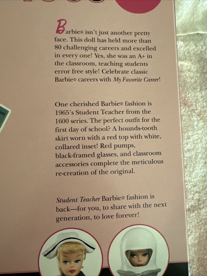 Barbie Collector My Favorite Career Student Teacher Doll 2009 Mattel ...