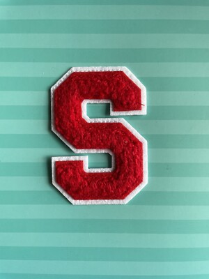 3.1” S Letter Patch Iron On Chenille Fuzzy Letters Red White Name ...