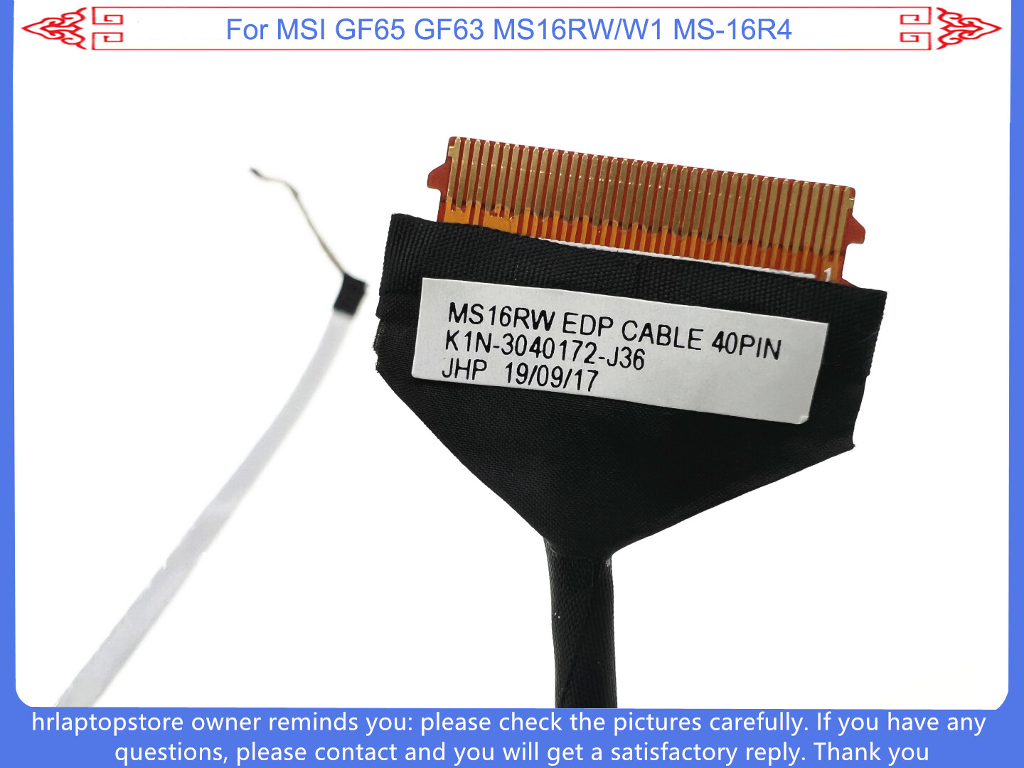 New For MSI GF65 GF63 MS16RW/W1 MS-16R4 Lcd Cable Lvds LED Video Screen ...
