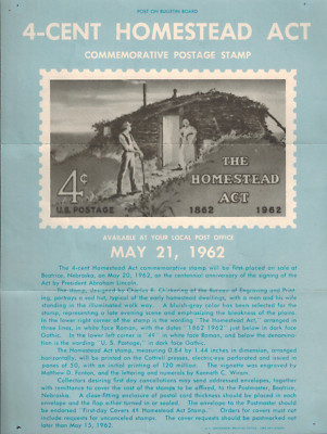 SCARCE 1962 4-Cent Homestead Act Commemorative Postage Stamp Postal ...