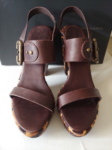 BCBGMaxAzria Angelita 2 Dk Leather Brown/Natural Pony Hair Leopard Size ...