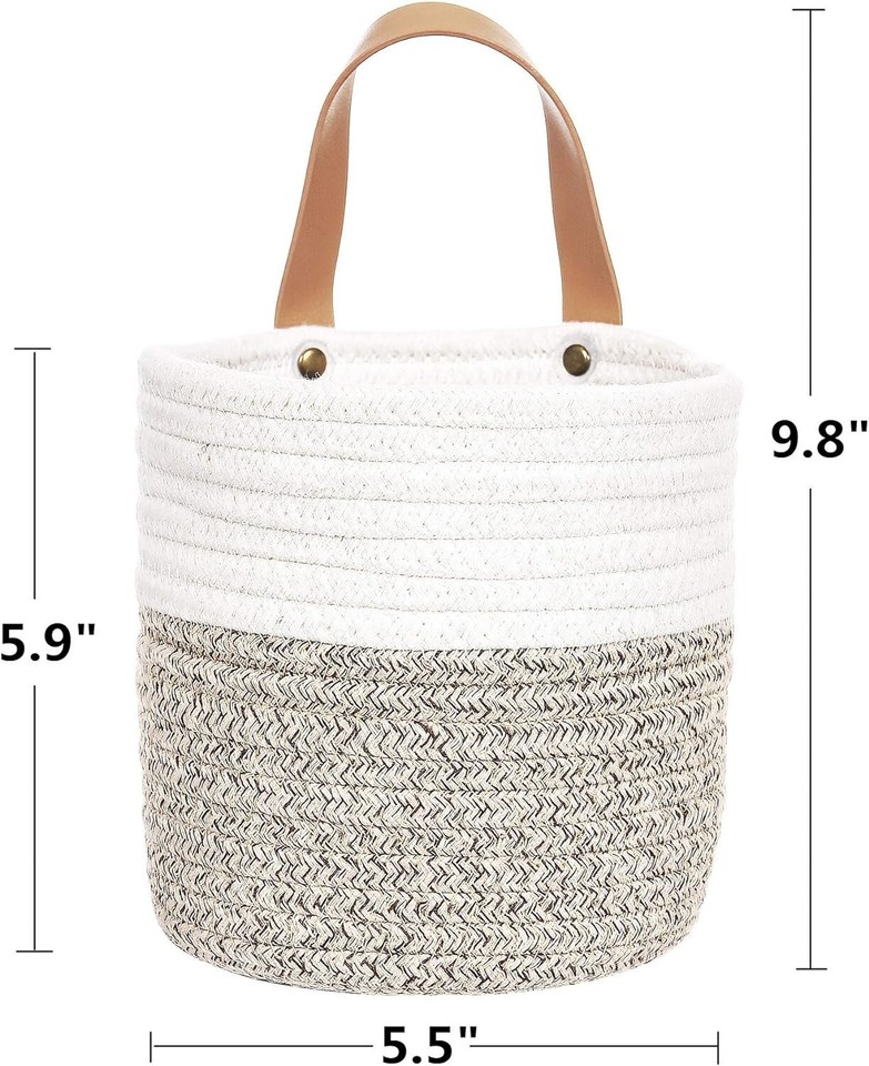Small Hanging Basket-Cotton Rope Wall Basket with Handle 2 pack | eBay