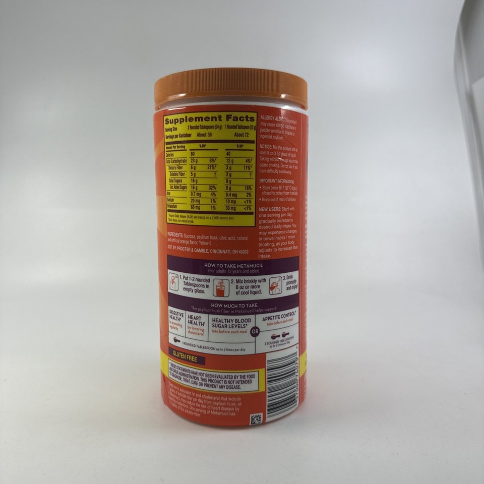 Metamucil, 4 in 1 MultiHealth Fiber Powder, Orange Smooth, 1.9 lbs | eBay