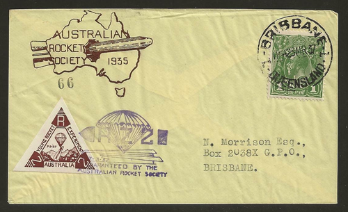 1937 AUSTRALIA rocket mail cover RZ2 - Alan Young - EZ 10C1 | eBay