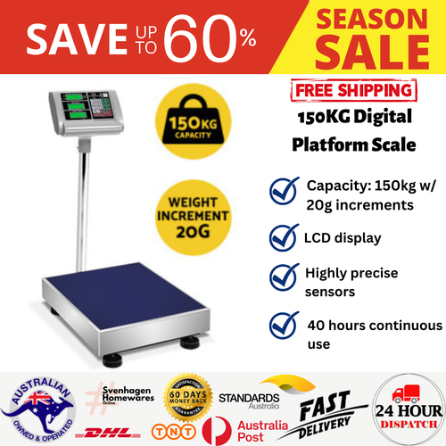 150KG Digital Electronic Scale Platform Scales Waterproof LCD Weighing ...