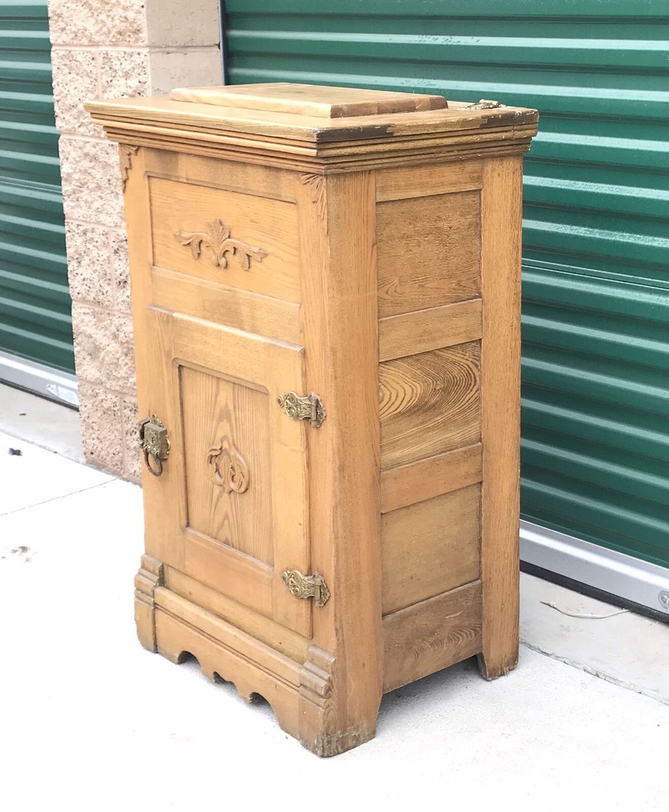 Vintage Antique Oak Raised Panel ICE BOX Cabinet Chest Wooden ICEBOX | eBay